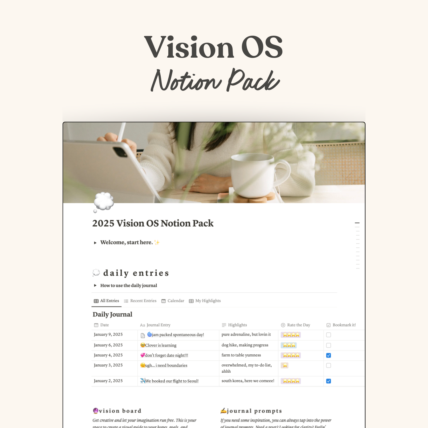 Vision OS Notion Pack – Shop Jules Acree